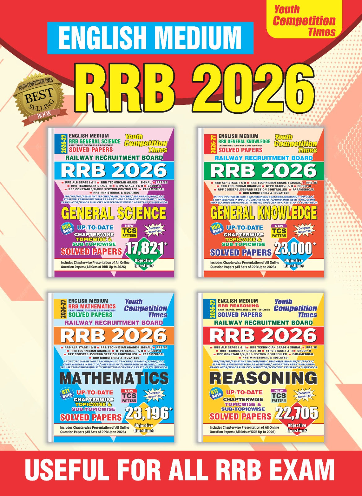 COMBO of 4 BOOKS - English Medium_RRB Gen Science (859 Sets) + RRB Gen ...